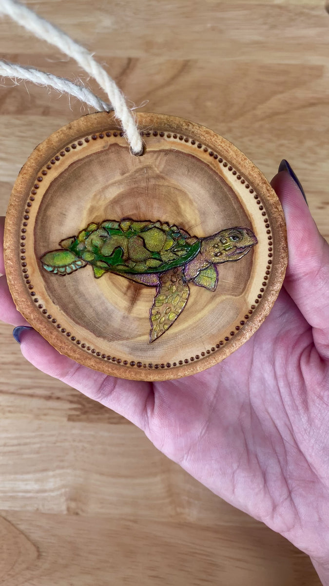 Turtle Wood Burned Ornament – Studio Dumont